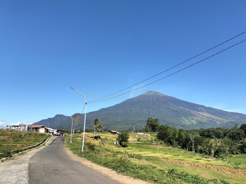 Beautiful Mount Ciremai stock image. Image of road, called - 326308625