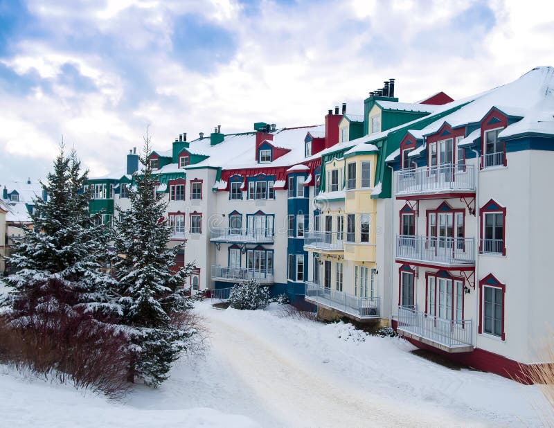 Mount-Tremblant ski resort stock photo. Image of condo - 17521918