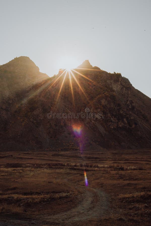 Beautiful Mountain and City Landscape. Light and Shadow Stock Image ...