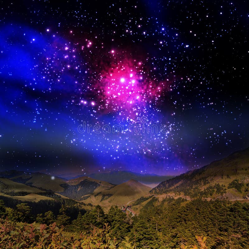 Beautiful Mountain and Galaxy Stock Photo - Image of natural ...