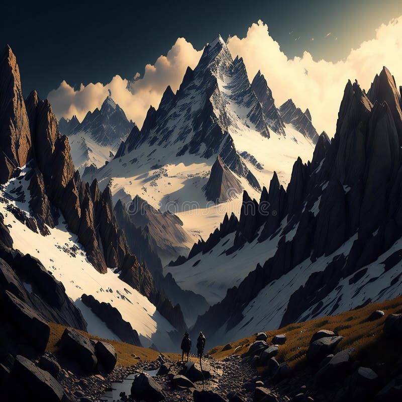 Beautiful Mountain Landscape. Generative Ai Stock Illustration ...
