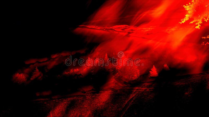 Beautiful Mountain Landscape Magic Night Red Light Effect Stock Photos ...