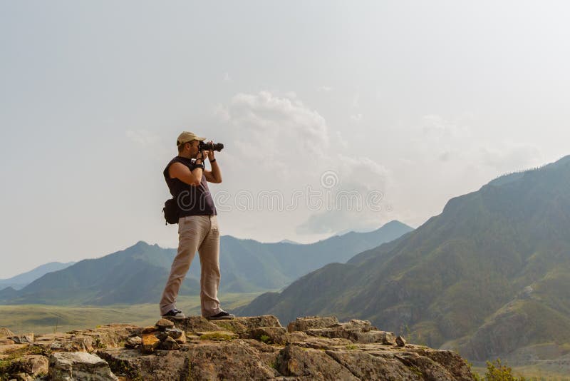 Beautiful Mountain Landscape with Person Again Stock Photo - Image of ...