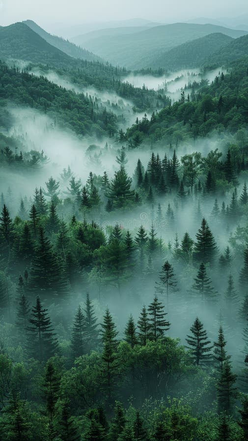 A Beautiful Mountain Landscape with a Thick Forest of Trees Stock ...