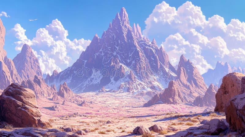 Beautiful Mountain Landscape Under a Clear Blue Sky with Soft Clouds ...