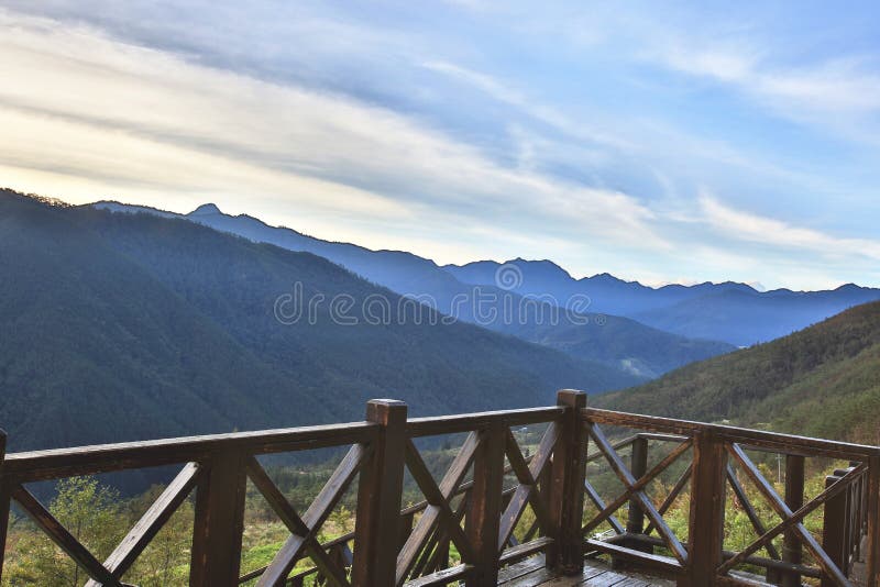 Viewing Platform, Wooden Railing Stock Photo - Image of forest ...