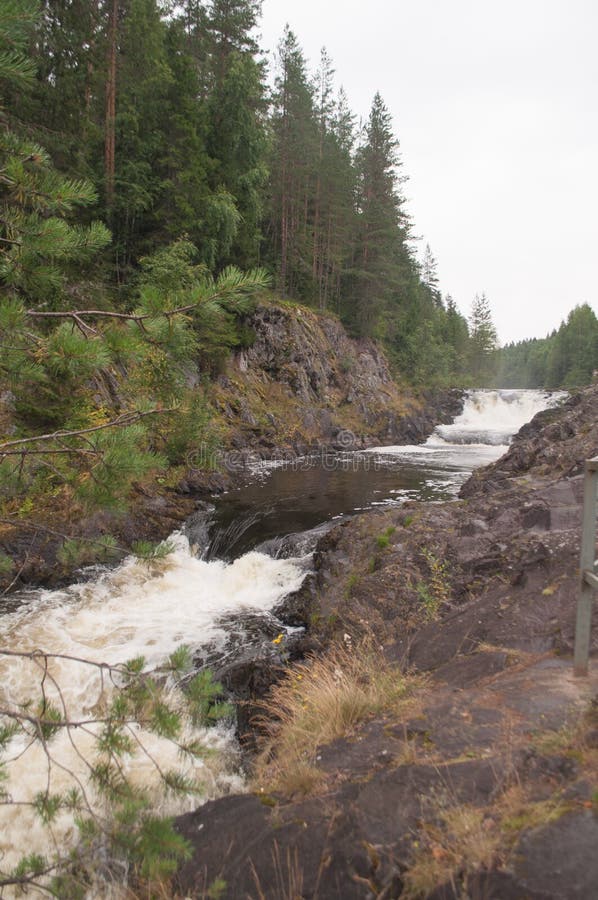 Mountain Low Waterfall with a Rapid Current Stock Image - Image of ...