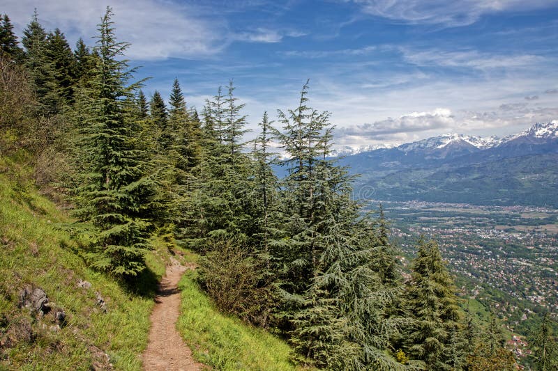 Beautiful Mountain Path Over Gresivaudan Valley Stock Image - Image of ...