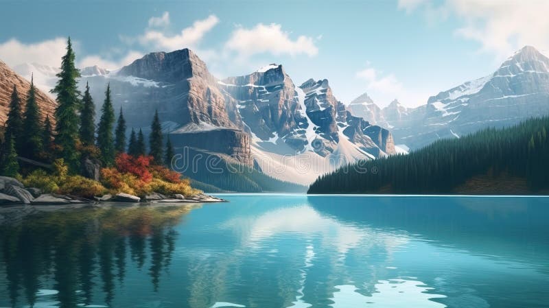 Beautiful Mountain Reflection on the Water. Generative AI Stock ...