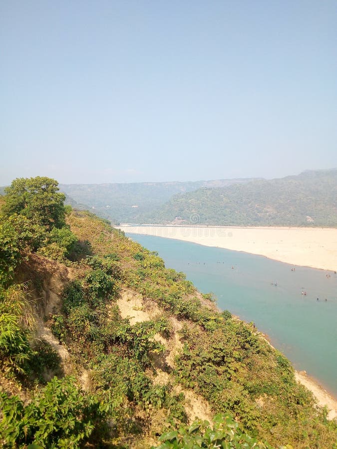 A Beautiful Mountain River Flows between the Two Hills Stock Image ...