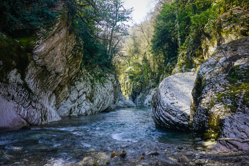Beautiful Mountain River in the Gorge Stock Photo - Image of landscape ...
