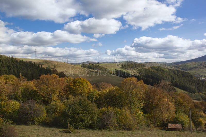 Beautiful Mountain Rural Landscape in Autumn Stock Image - Image of ...