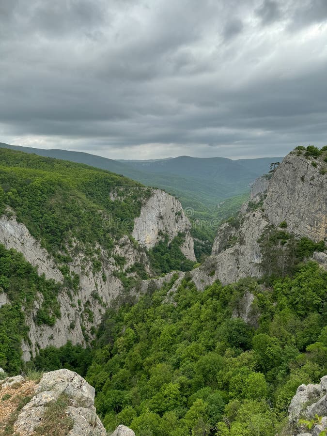 Beautiful Mountain Scenery and Green Forest from the Top of the Cliff ...