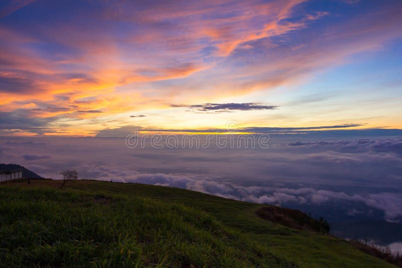 Beautiful Mountain Scenery Sunset Stock Image - Image of growth, barley ...
