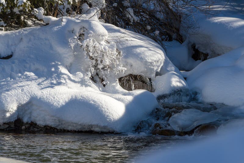 Beautiful Mountain Stream in Winter Stock Image - Image of amazing ...