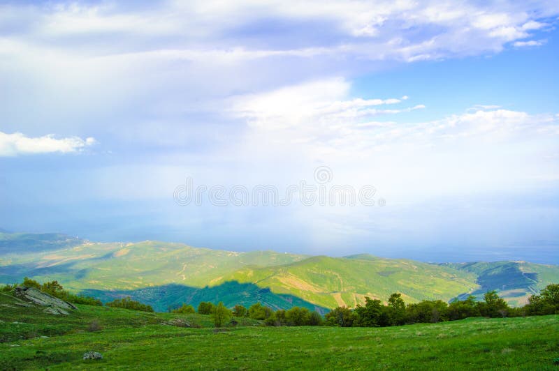 Beautiful Mountain Valley with Sunlight Stock Photo - Image of rural ...