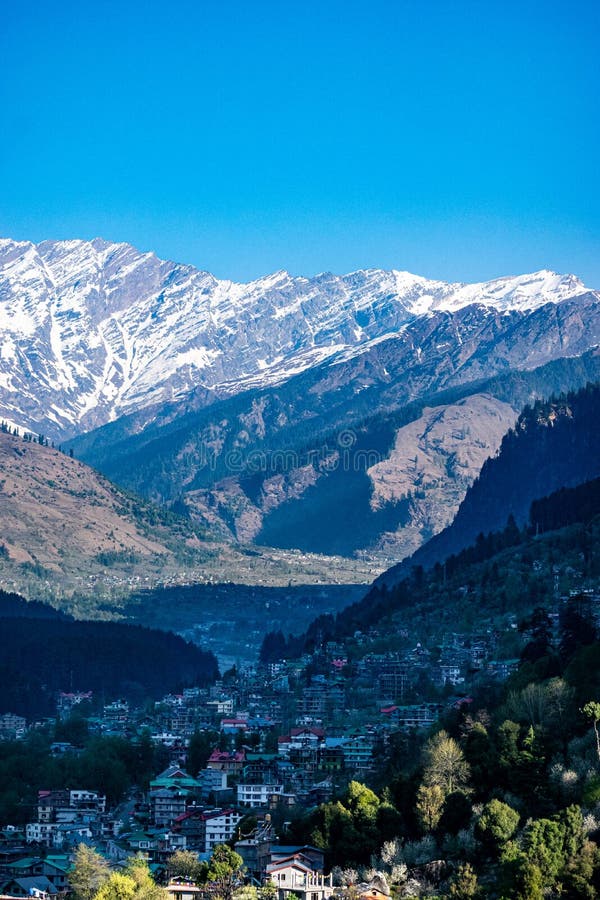 Beautiful Mountain View of Manali and Cute Houses Stock Image - Image ...