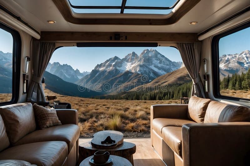 A Beautiful Mountain View from a Motorhome Stock Photo - Image of ...