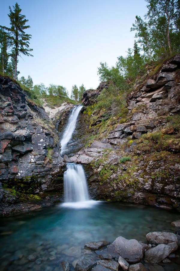 Beautiful Mountain Waterfall Stock Image - Image of blue, stone: 68641067
