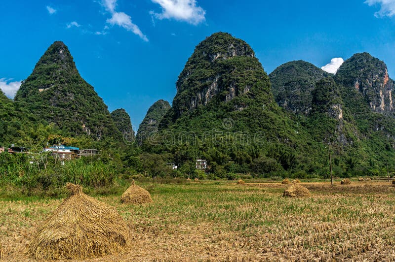 Beautiful Mountains in Countryside of Yangshuo Stock Photo - Image of ...