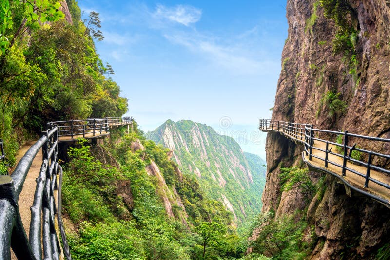 Beautiful Mountain and Cliff Trails in Jiangxi, China Stock Image ...