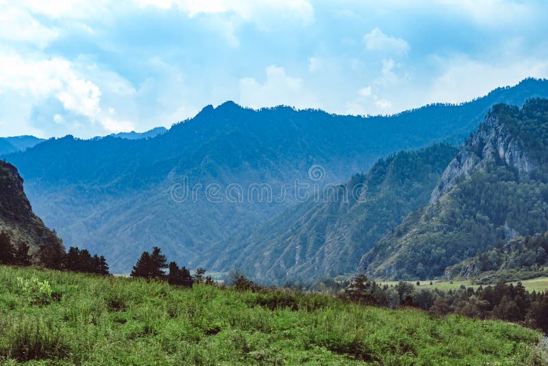 Beautiful Mountainscape Scenery Blue Sky Stock Photo - Image of relax ...