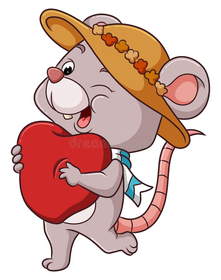 The Beautiful Mouse is Carrying Love and Wearing a Cap Stock Vector ...