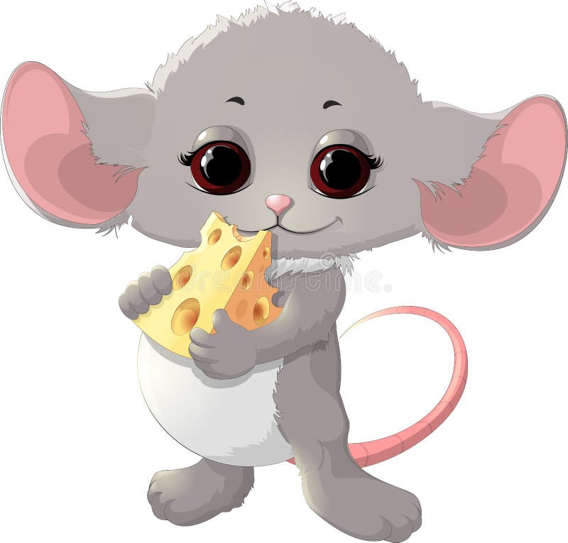 Beautiful Mouse with Cheese Stock Vector - Illustration of running ...