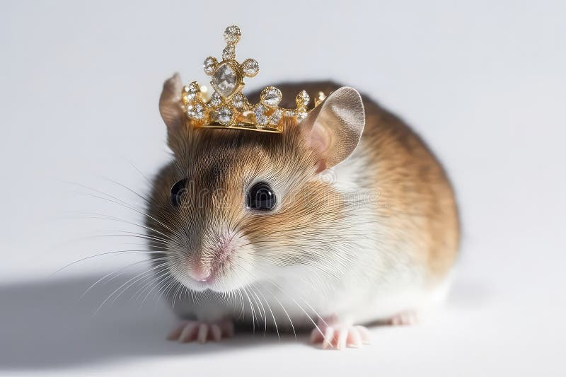 Beautiful Mouse in Gold Crown on White Background. Generative AI Stock ...