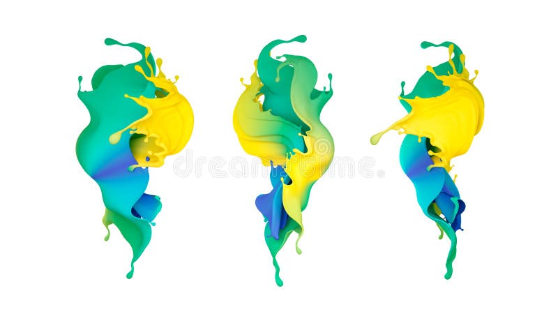 Beautiful Multi-color Splash of Liquid or Paint. 3D Illustration, 3D ...