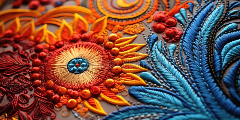 Beautiful Multi-colored Abstract Bright Machine Embroidery. Digital ...
