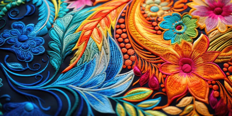 Beautiful Multi-colored Abstract Bright Machine Embroidery. Digital ...