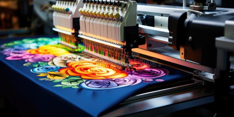 Beautiful Multi-colored Bright Machine Embroidery. Digital Textile ...