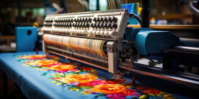 Beautiful Multi-colored Bright Machine Embroidery. Digital Textile ...