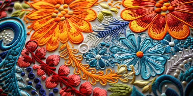 Beautiful Multi-colored Flower Embroidery, Automatic Embroidery Machine ...