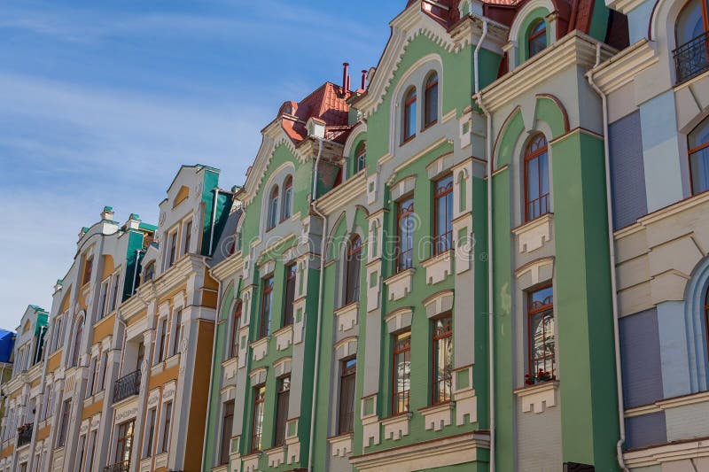 Beautiful Multi-colored Houses in Classic Style Stock Photo - Image of ...
