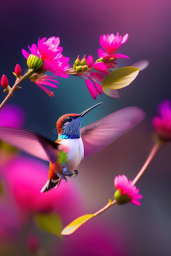 Beautiful Multi-colored Hummingbird Has Arrived,Ai Stock Illustration ...