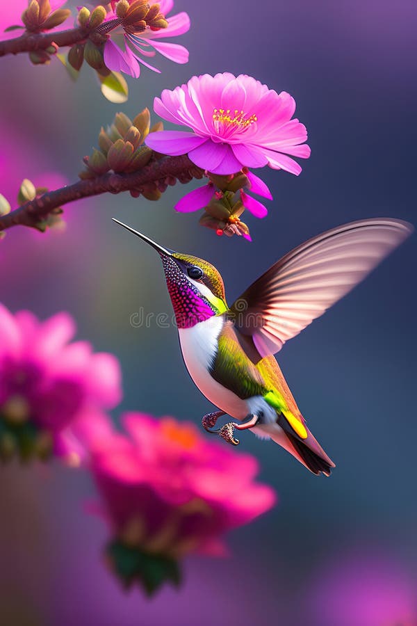 Beautiful Multi-colored Hummingbird Has Arrived,Ai Stock Illustration ...