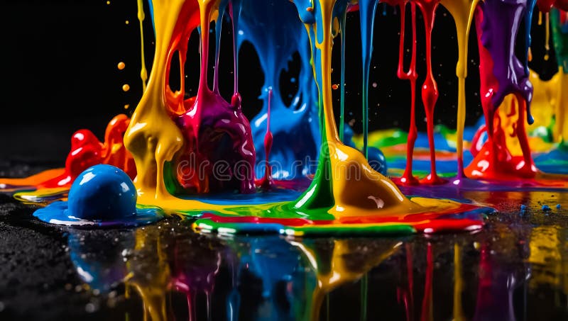 Beautiful Multi-colored Paint Swirl, Palette, Acrylic Splash Stock ...