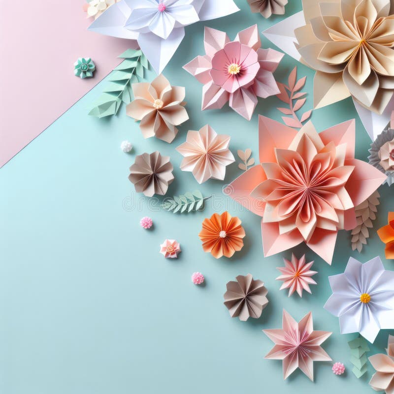 Beautiful, Multi-colored Paper Flowers on a Light Background. Stock ...