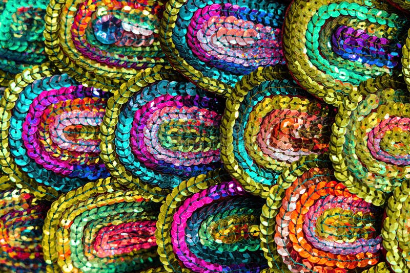 Beautiful Multi-colored Sequins Shimmering in the Light in the Form of ...