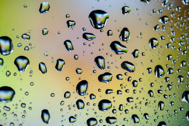 Beautiful Multi-colored Water Droplets on a Glass Stock Photo - Image ...