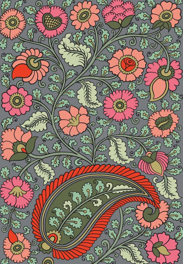 A Beautiful and Multi Colour Kalamkari All Over Pattern and Paisley ...