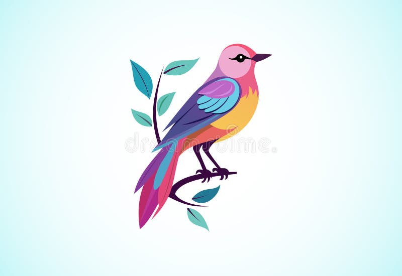 Beautiful Multi Coloured Bird. Bird Logo Design Vector Illustration ...