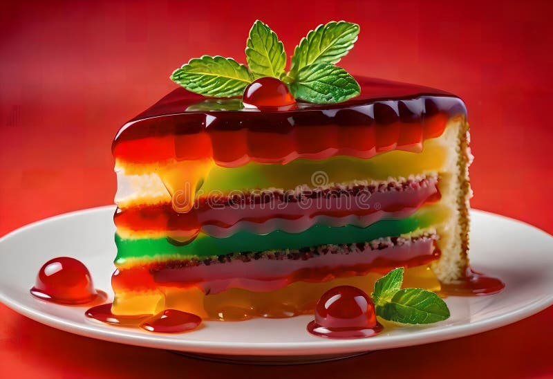 Beautiful Multi-layer Multi-colored Jelly Cake. Stock Photo - Image of ...