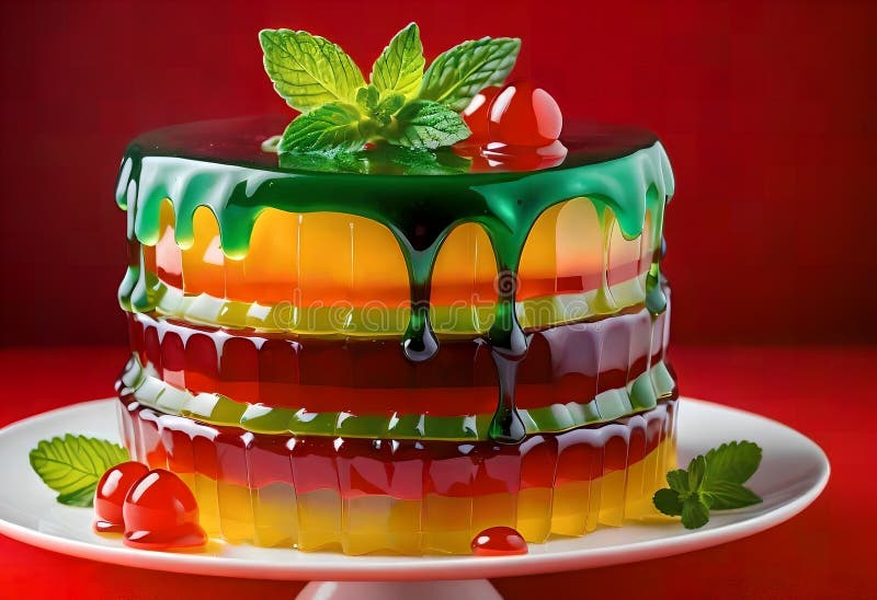 Beautiful Multi-layer Multi-colored Jelly Cake. Stock Photo - Image of ...
