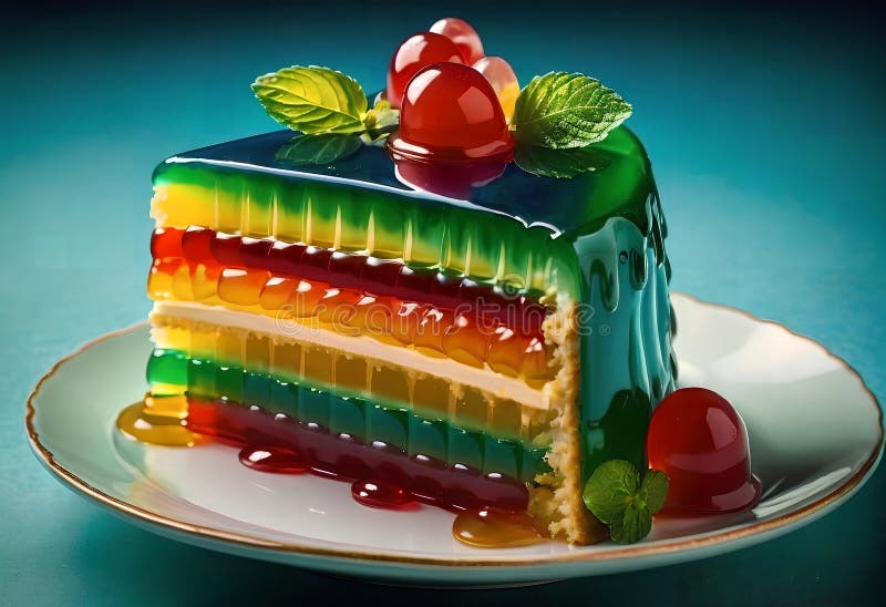 Beautiful Multi-layer Multi-colored Jelly Cake. Stock Image - Image of ...