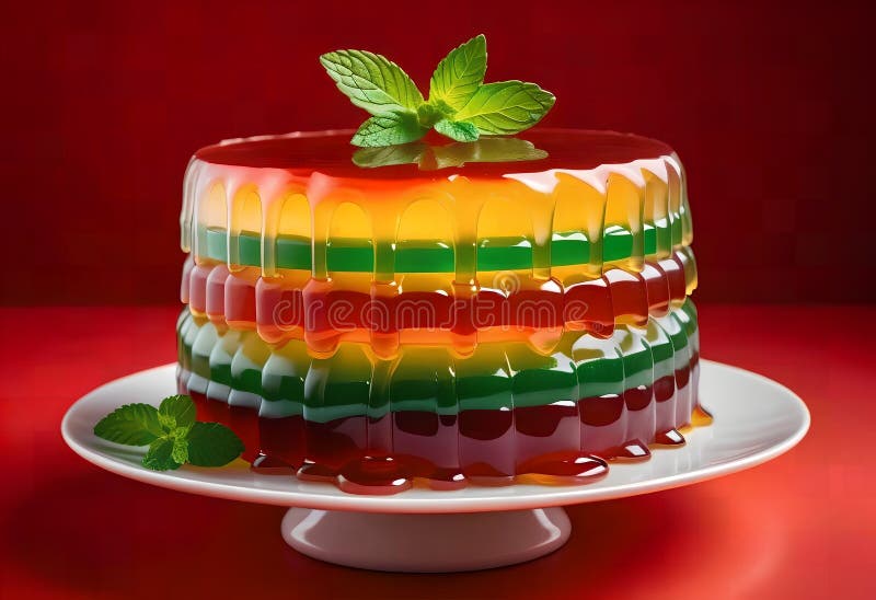 Beautiful Multi-layer Multi-colored Jelly Cake. Stock Image - Image of ...