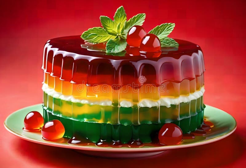 Beautiful Multi-layer Multi-colored Jelly Cake. Stock Image - Image of ...