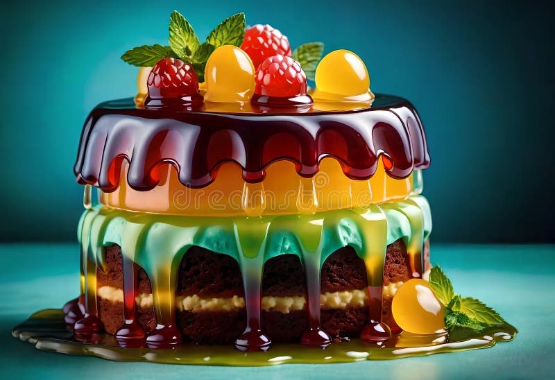 Beautiful Multi-layer Multi-colored Jelly Cake. Stock Image - Image of ...